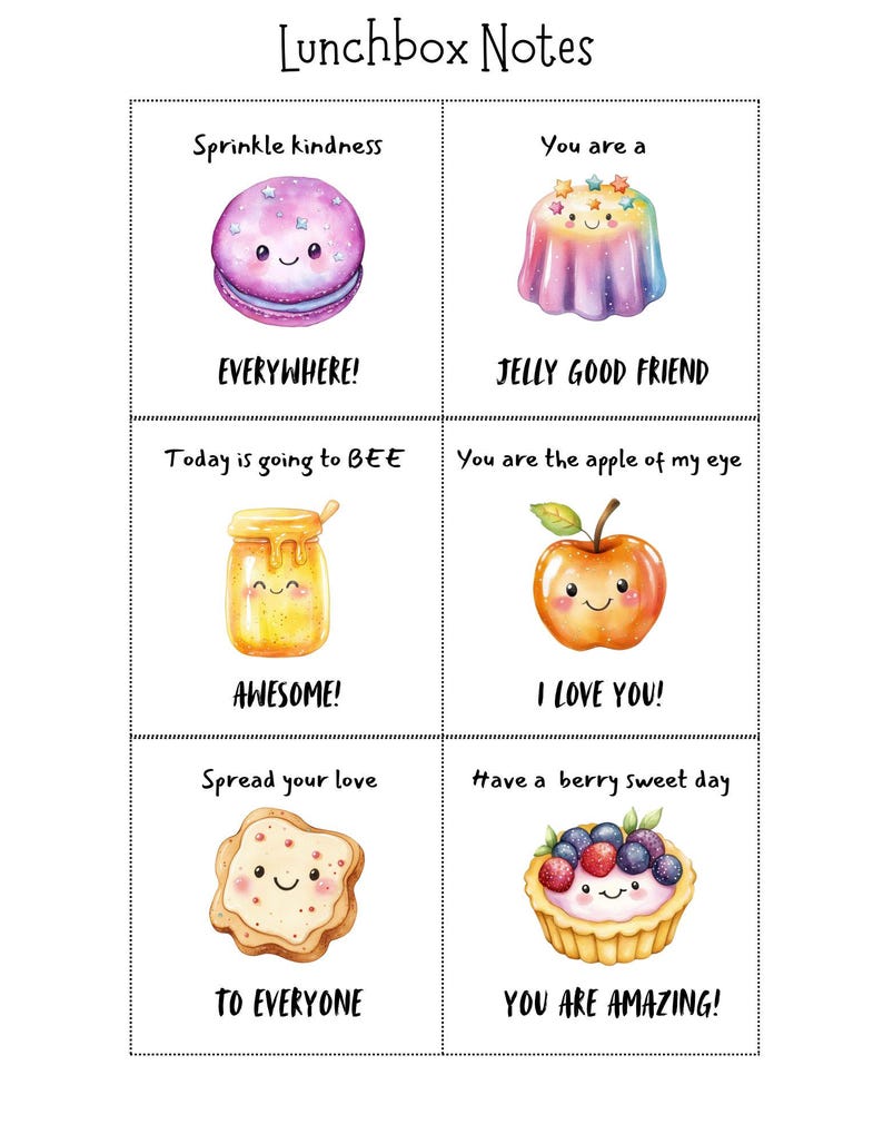 Kids School Lunchbox Notes, Cute Notes, Affirmations, Positive Notes - Etsy