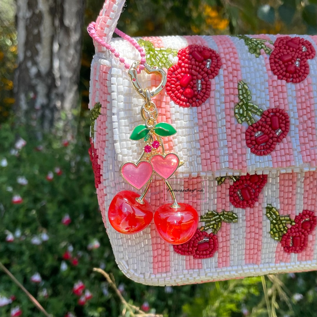 Heart Cherry Bag Charm Red Pink Cute Aesthetic Purse Charm Iridescent ...