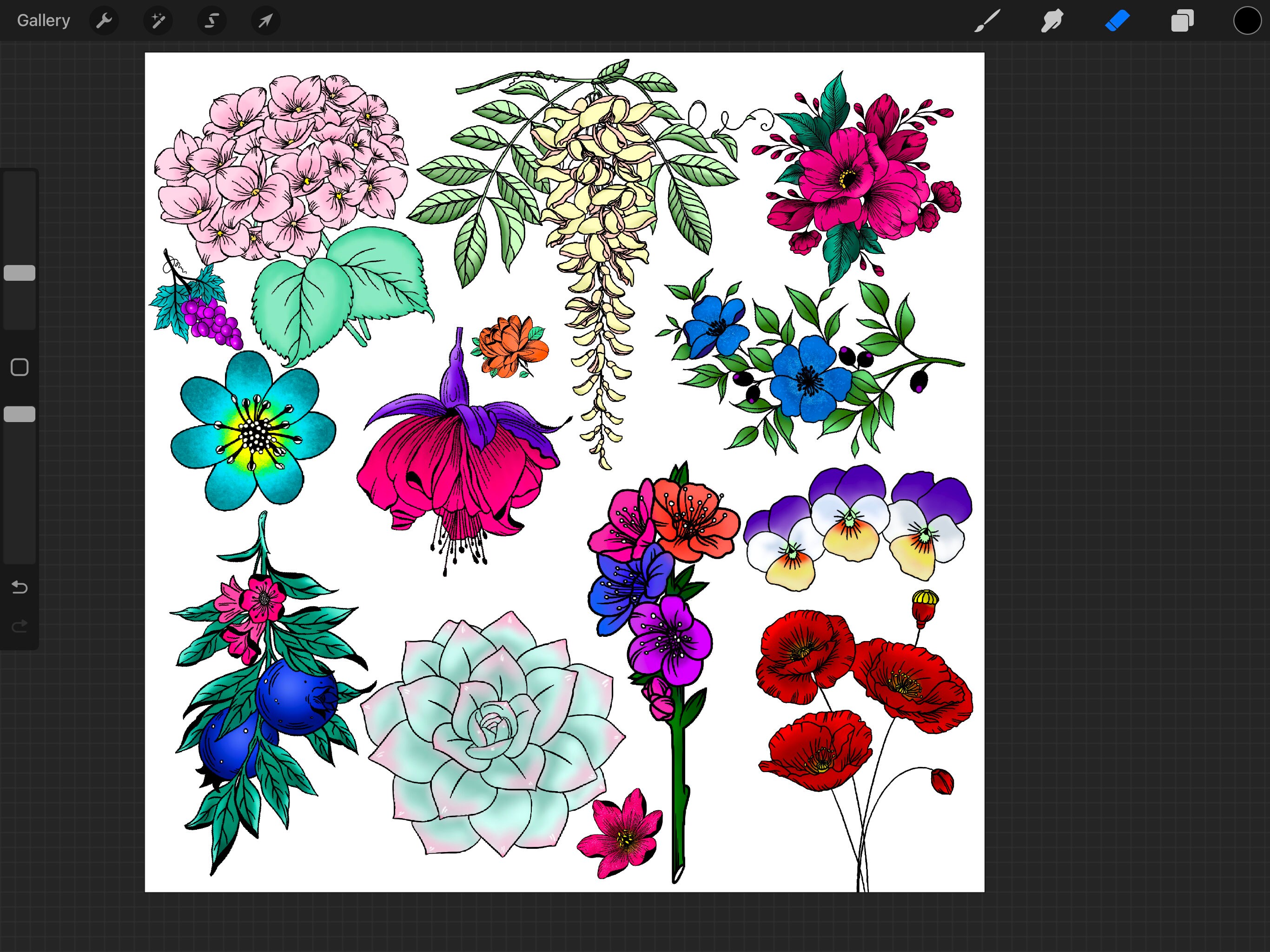 Flower Stamp, Procreate Flower Stamps, Flower Line Art, Procreate ...