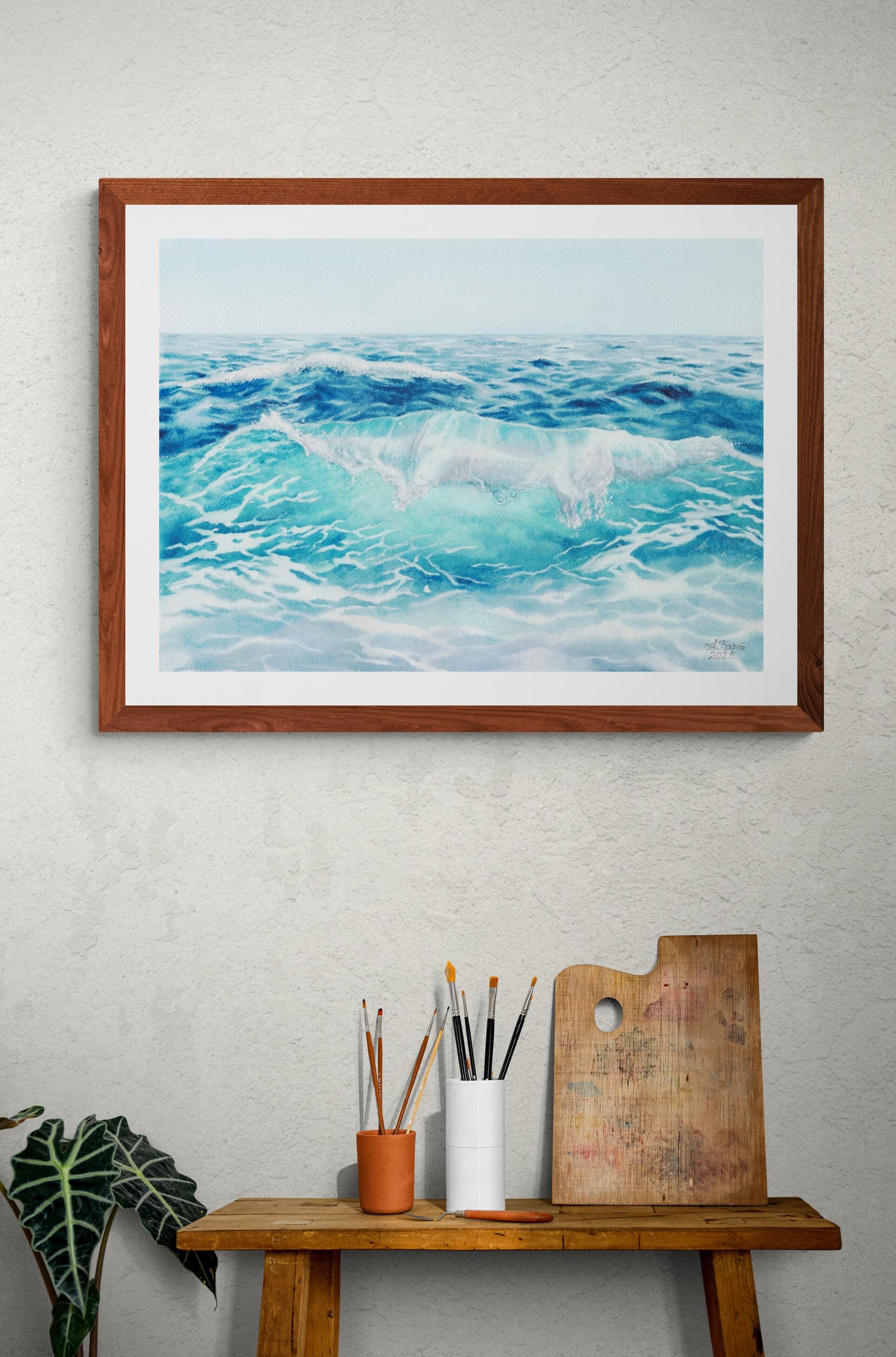 Ocean Wave - Hand Painted Watercolor Print - Etsy