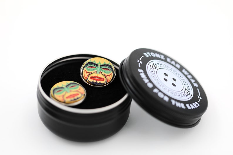 Maori Tribe Stud Earrings: Polynesian Moko Wood Ear Plugs (20mm) - Etsy