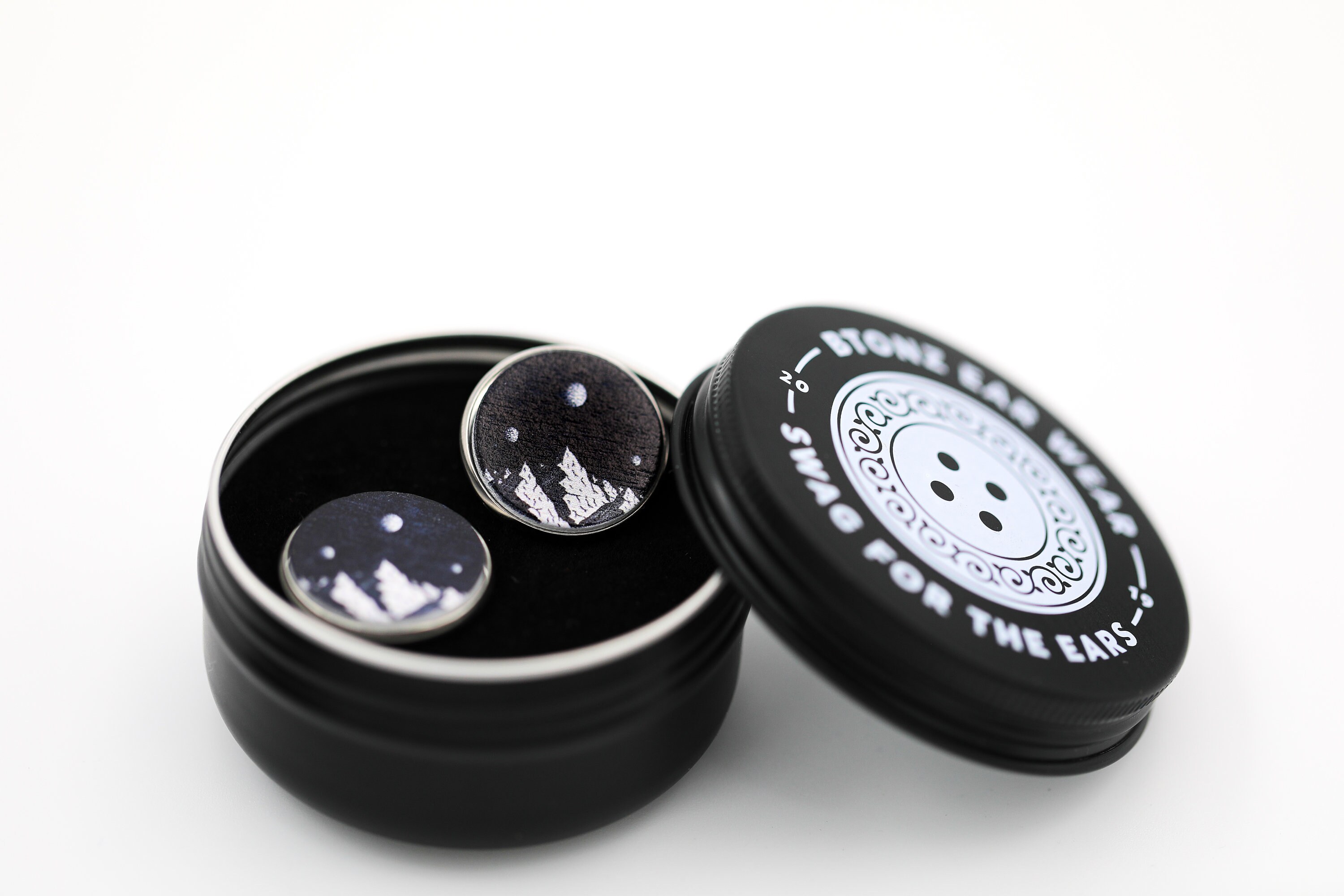 Stud Earrings Mountain and Moon Studs, Earrings, Cryptic Moon Studs ...