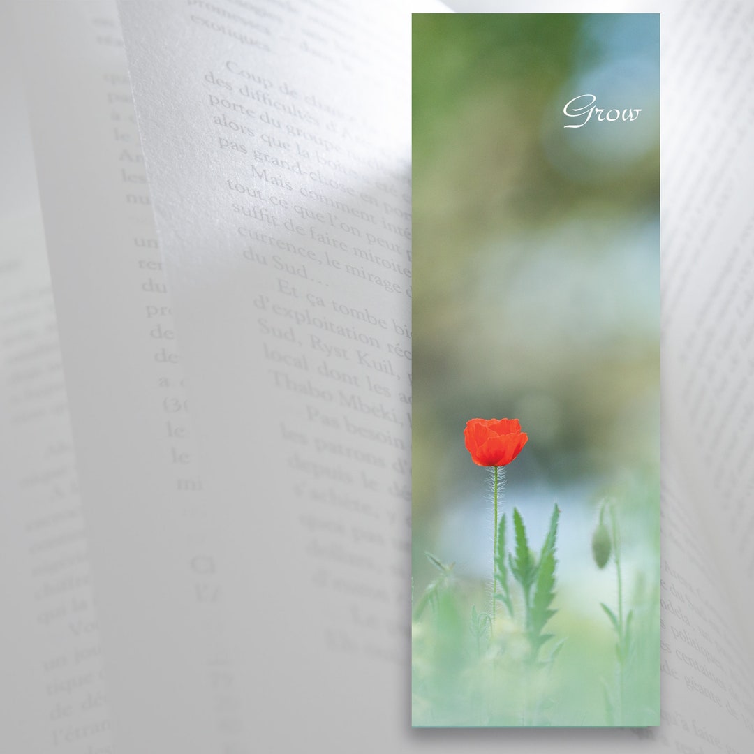 Flower Bookmark - Photo Printing Nature Poppy Grow Double-sided - Gift ...