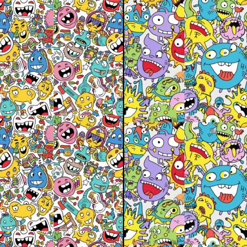 Cartoon Background Digital Paper | Fun Cartoon Pattern | Scrapbook ...