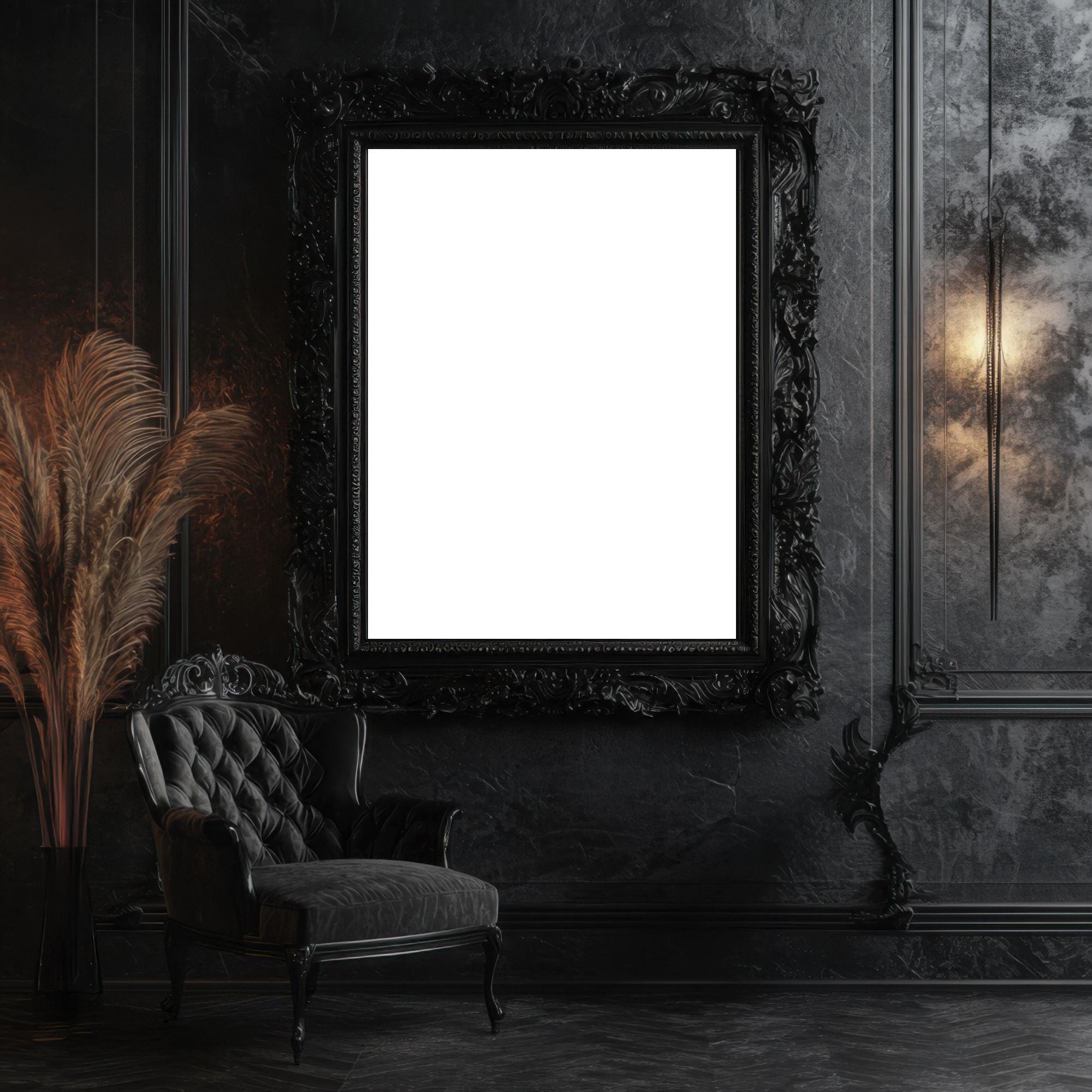 Dark Gothic Vertical Frame Mockup | Academia Wall Art Display | Elegant ...