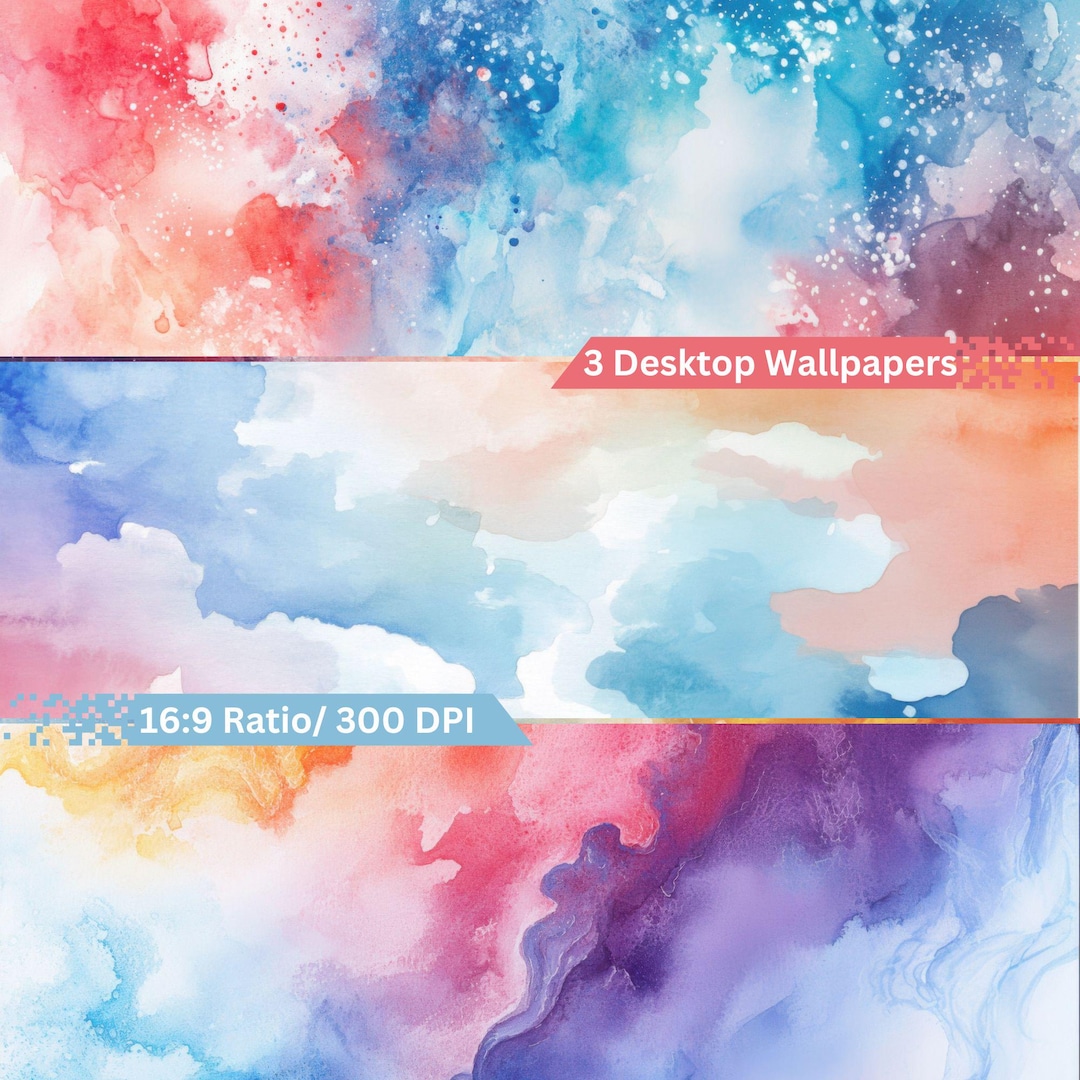Colorful Watercolour Aesthetic Desktop Wallpaper | Vibrant Digital ...