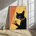Retro Coffee and Cat Digital Art Print | Cute Cat Wall Art for Coffee ...