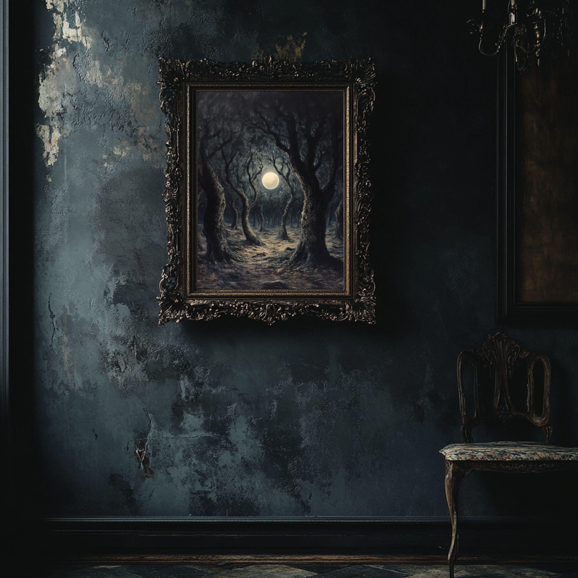 Gothic Moon Artwork Printable | Dark Academia Moon Digital Download ...