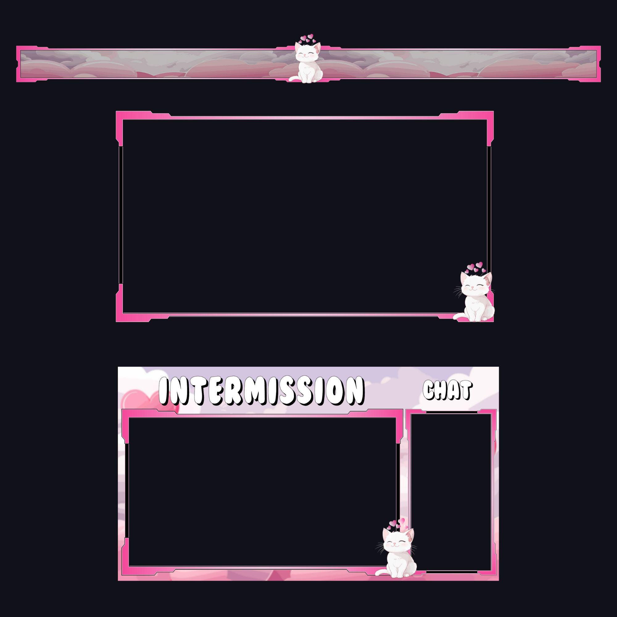 Animated Cat Twitch Overlay | Cute Twitch Alerts & Panels | Cosy Stream ...