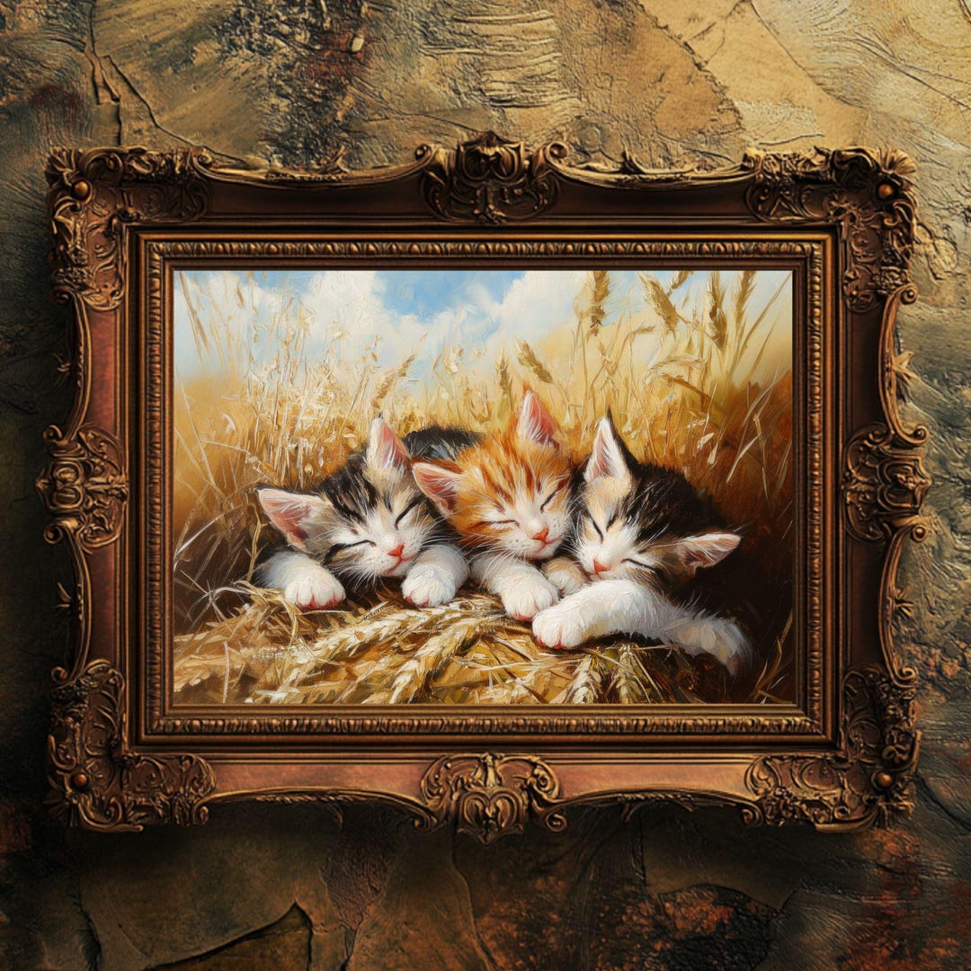 Antique Cat Art Print | Vintage Animal Wall Decor | Retro Cat Portrait ...