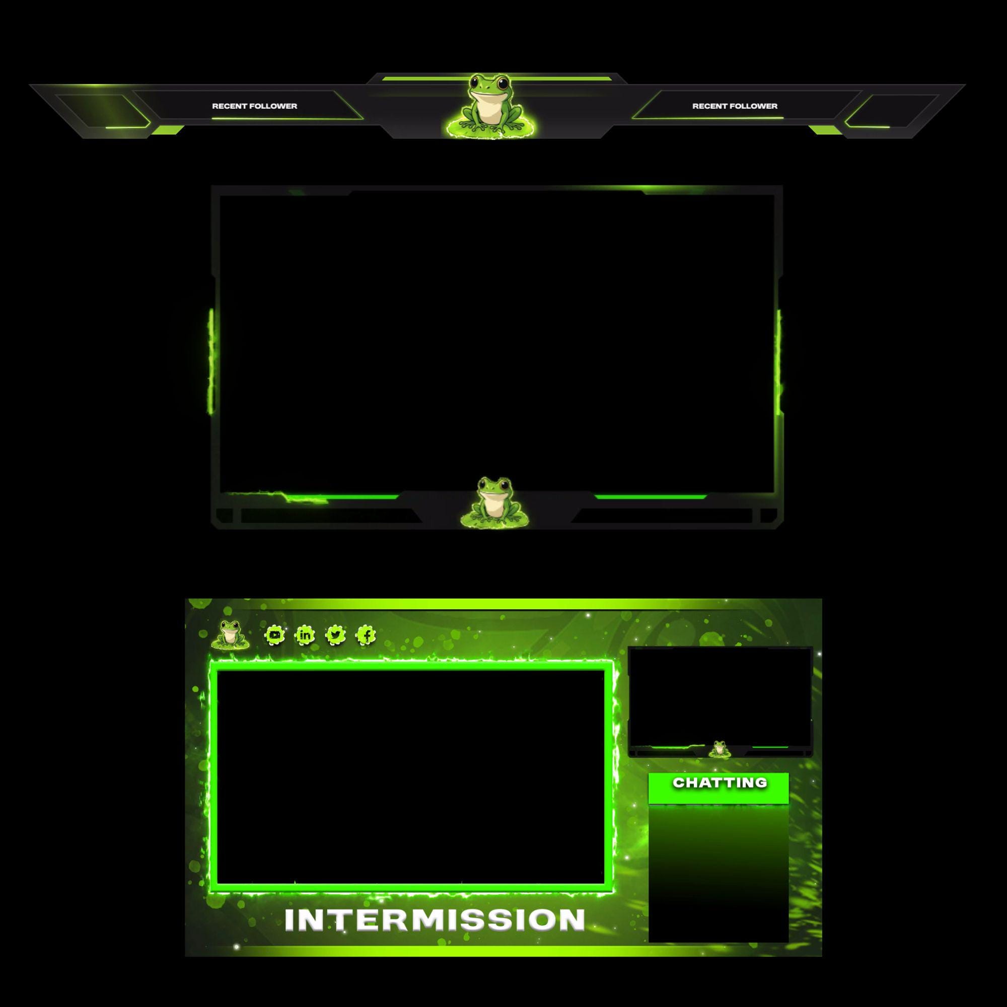 Frog Stream Alerts Twitch Overlay Pack | Frog Alert Stream Screens ...