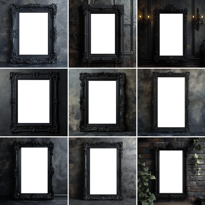 Dark Gothic Vertical Frame Mockup | Academia Wall Art Display | Elegant ...