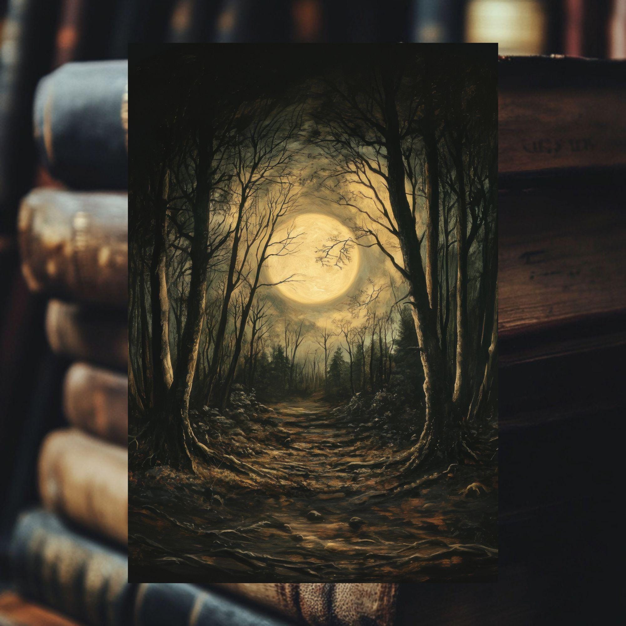 Moon in the Forest Art Print | Gothic Spooky Wall Art | Witchy Moon ...