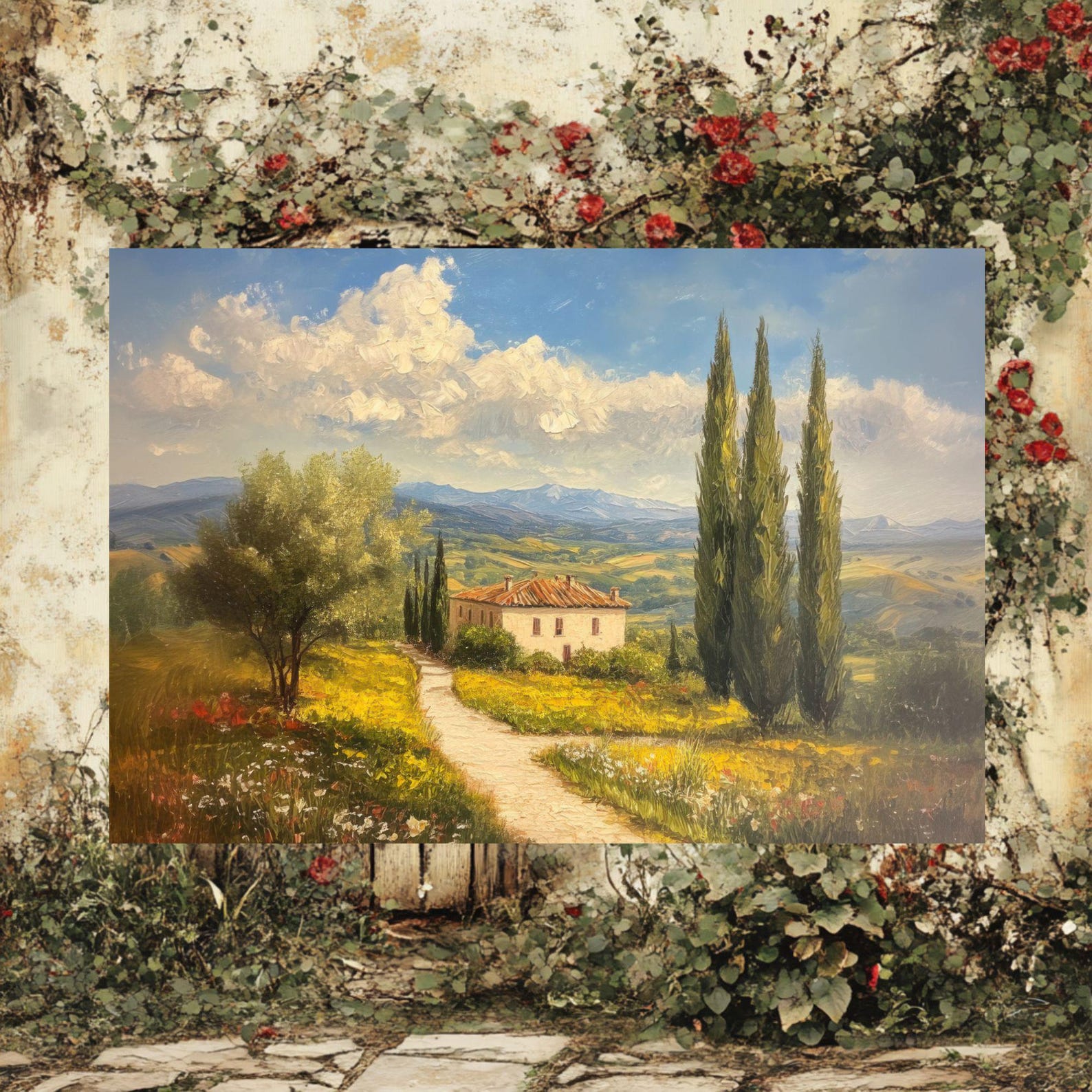 Italian Countryside Vintage Art Print | Antique Landscape Wall Decor ...
