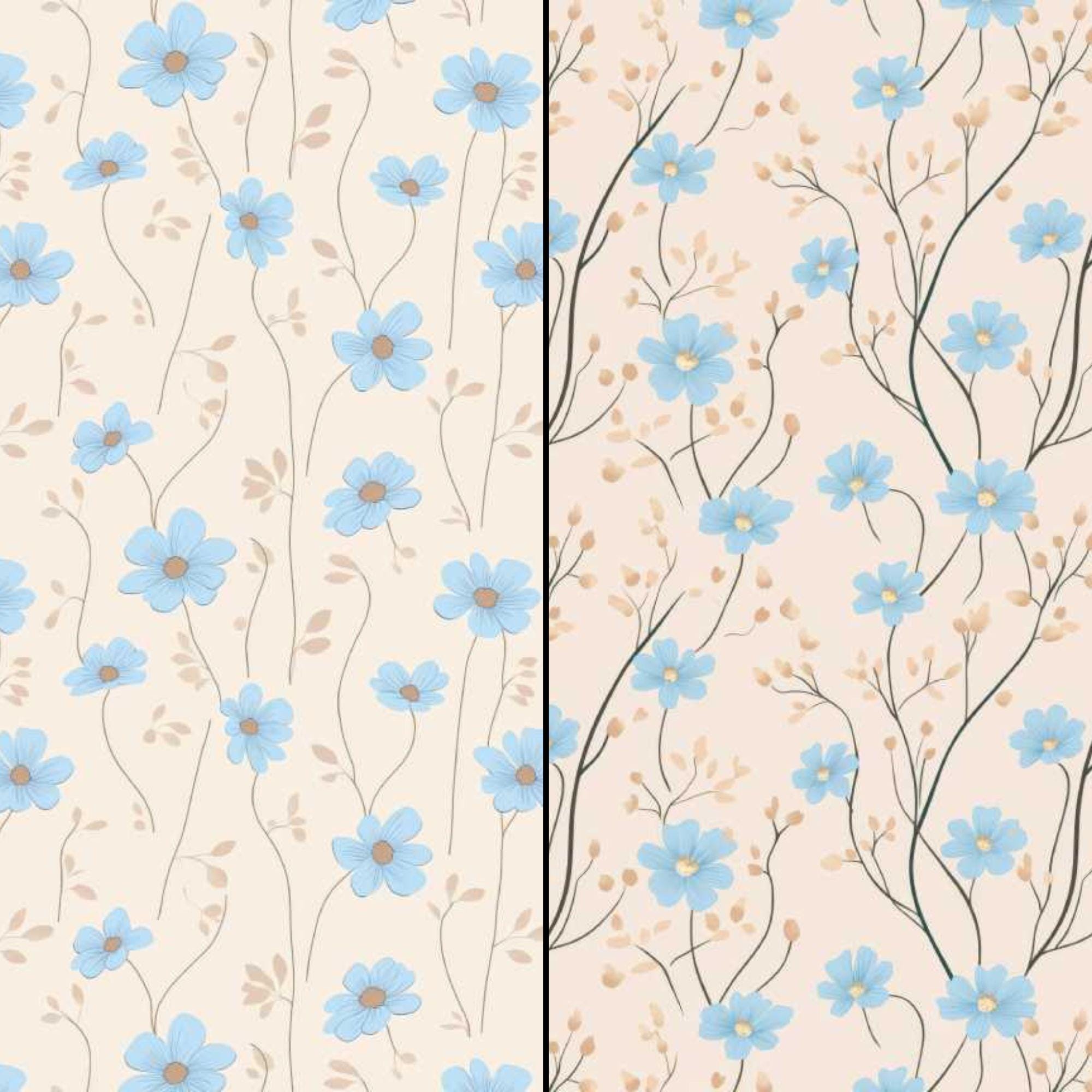 Baby Blue Flower Pattern Digital Paper | Seamless Floral Design for ...