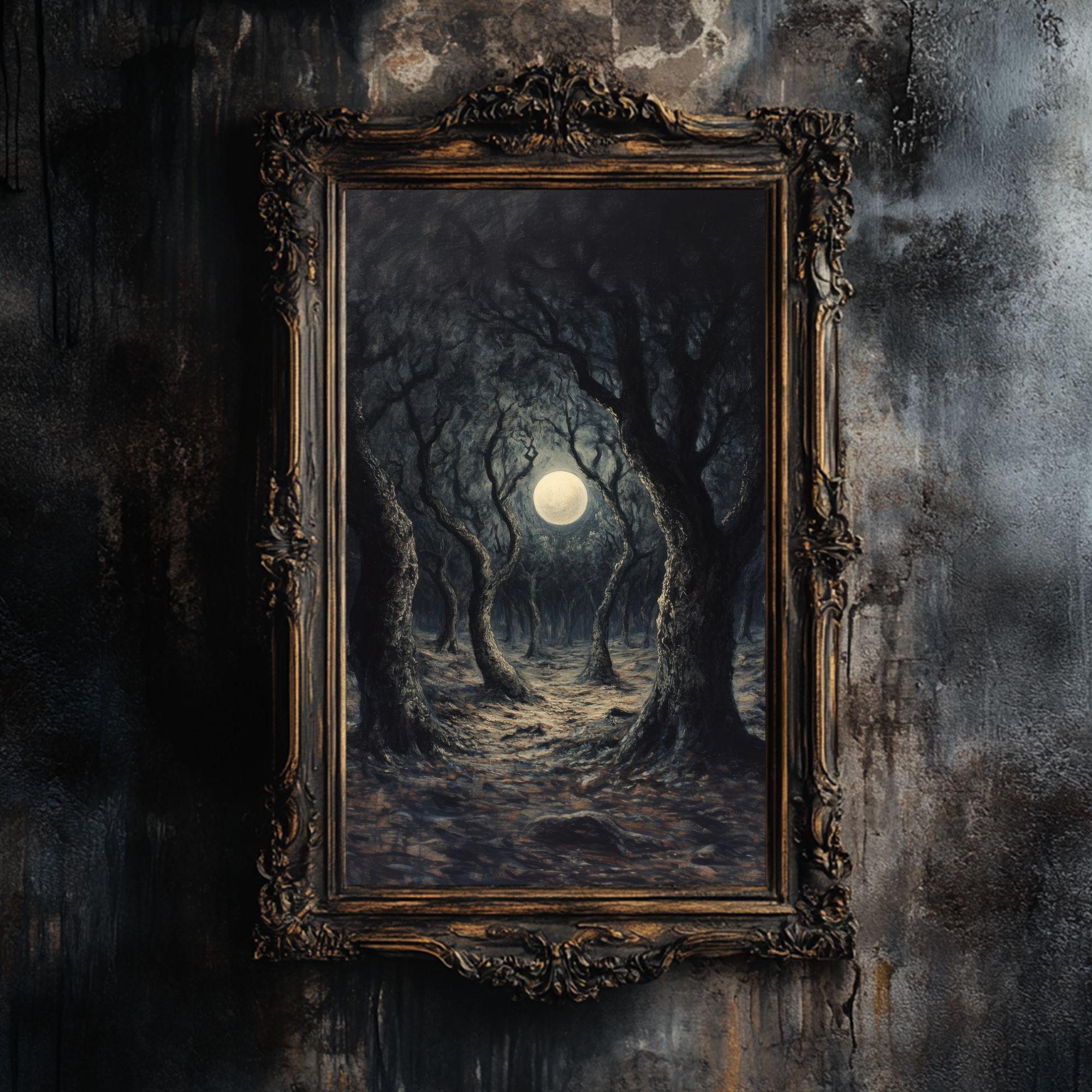 Gothic Moon Artwork Printable | Dark Academia Moon Digital Download ...