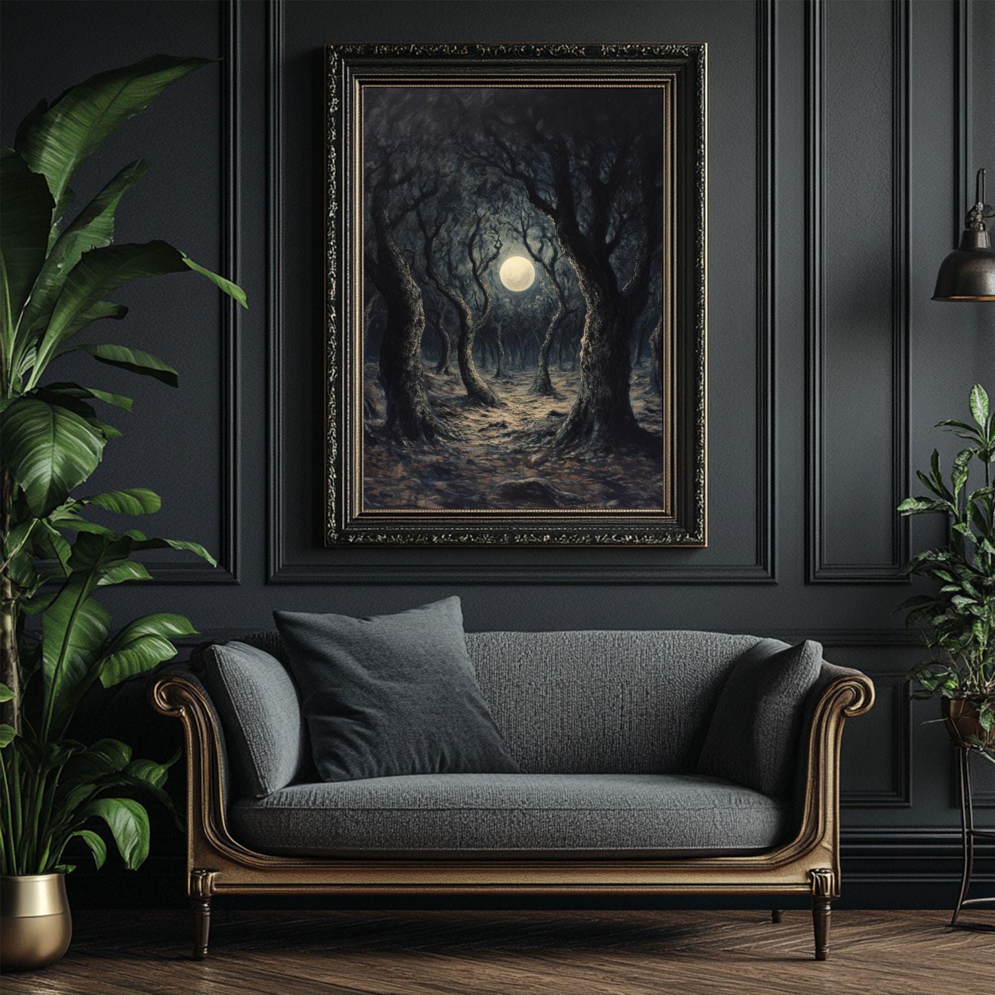 Gothic Moon Artwork Printable | Dark Academia Moon Digital Download ...