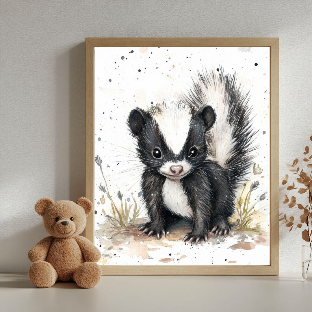 Cute Animal Skunks Prints for Kids Room | Woodland Nursery Art Print ...