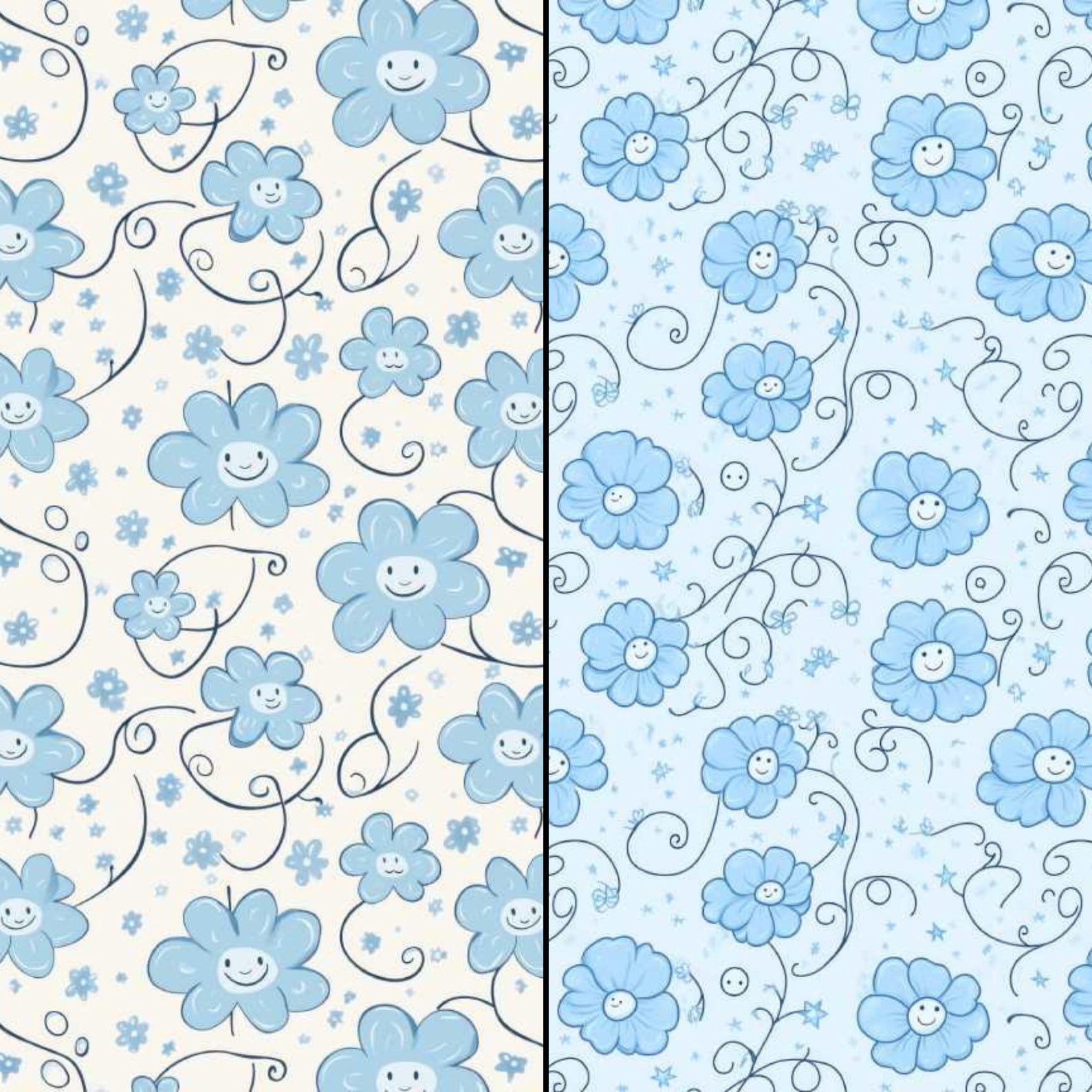 Baby Blue Flower Pattern Digital Paper | Seamless Floral Design for ...