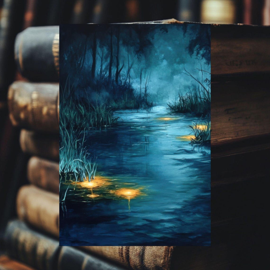 Gothic Blue Lake Art Print | Dark Academia Wall Decor | Cottagecore ...