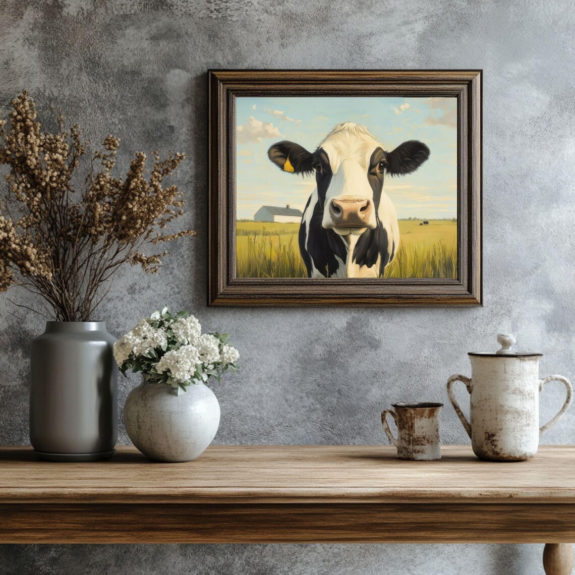 Farmhouse Cow Art Print | Rustic Animal Wall Decor | Country Bathroom ...