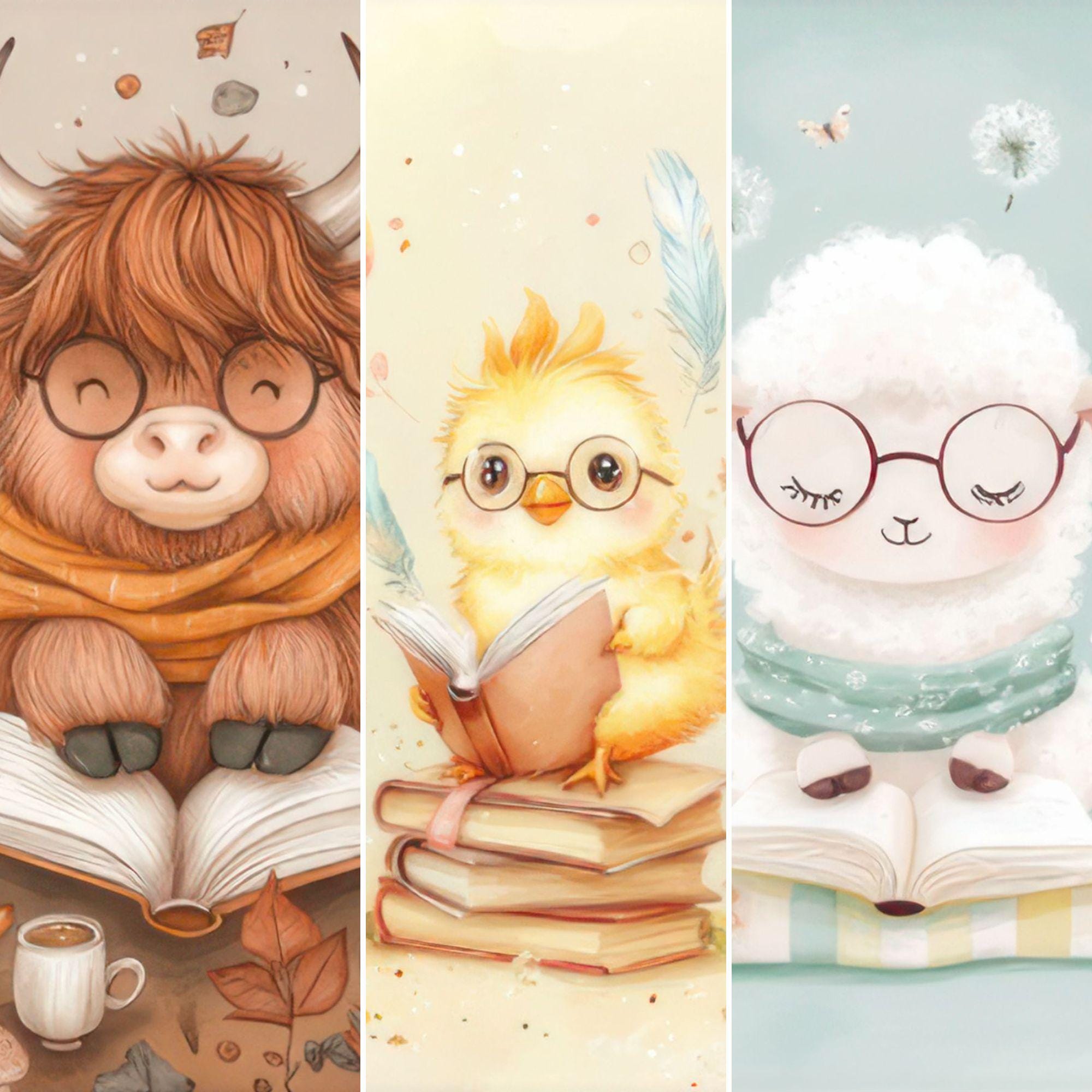 8 Farm Animal Bookmark Set | Printable Cow, Horse, Chicken & Sheep ...