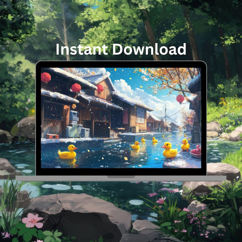 Cute Duck Desktop Wallpaper | Aesthetic Anime Desktop Background ...