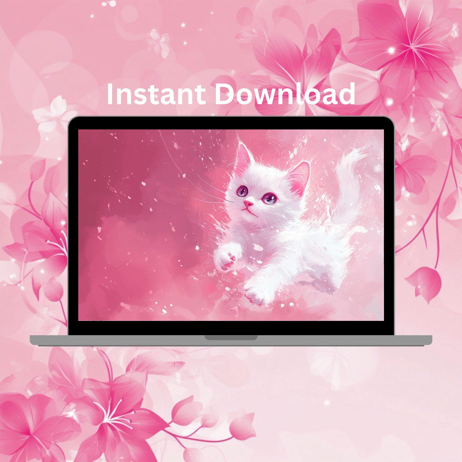 Cute Cat Wallpaper | Aesthetic Desktop Background | Digital Download ...