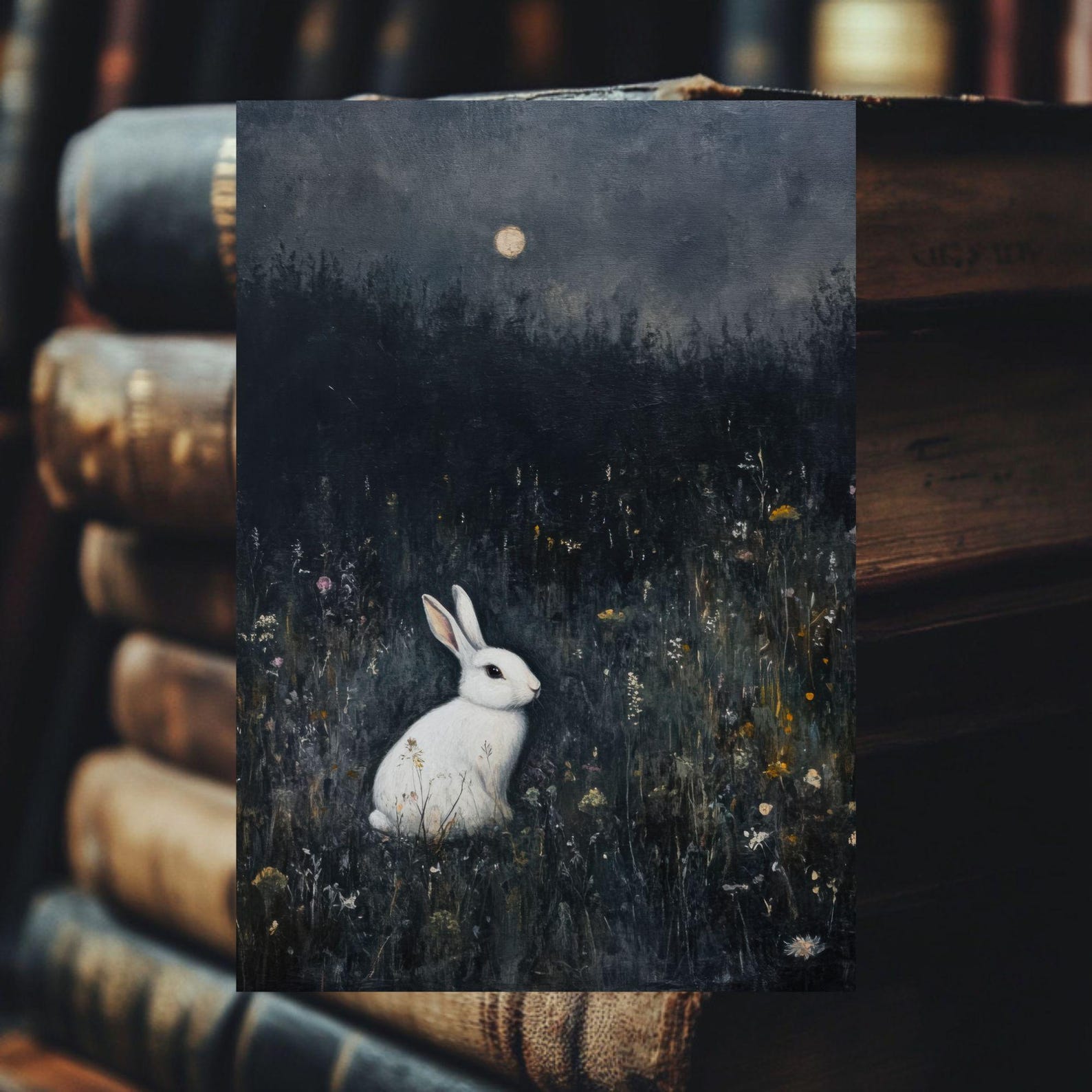 Gothic White Rabbit Art Print | Bunny Cottagecore Wall Decor | Dark ...
