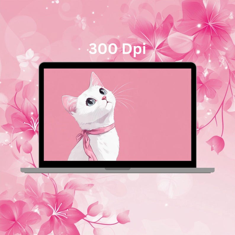 Cute Cat Wallpaper | Aesthetic Desktop Background | Digital Download ...