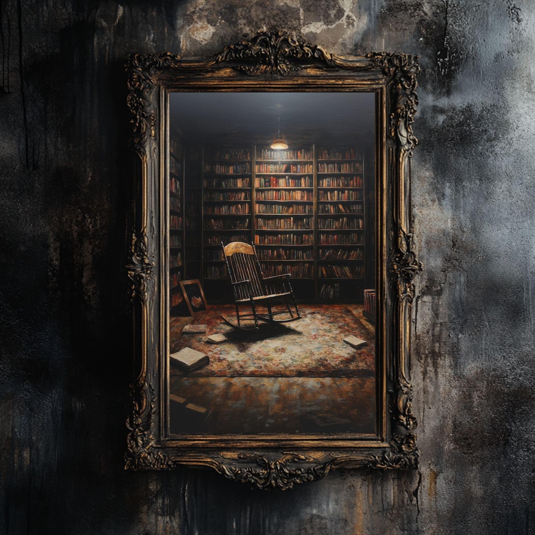 Dark Academia Library Scene Art Print | Gothic Library Poster ...