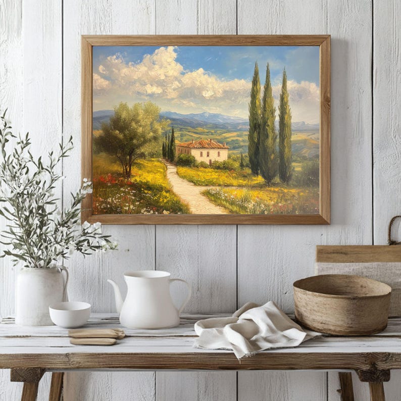 Italian Countryside Vintage Art Print | Antique Landscape Wall Decor ...