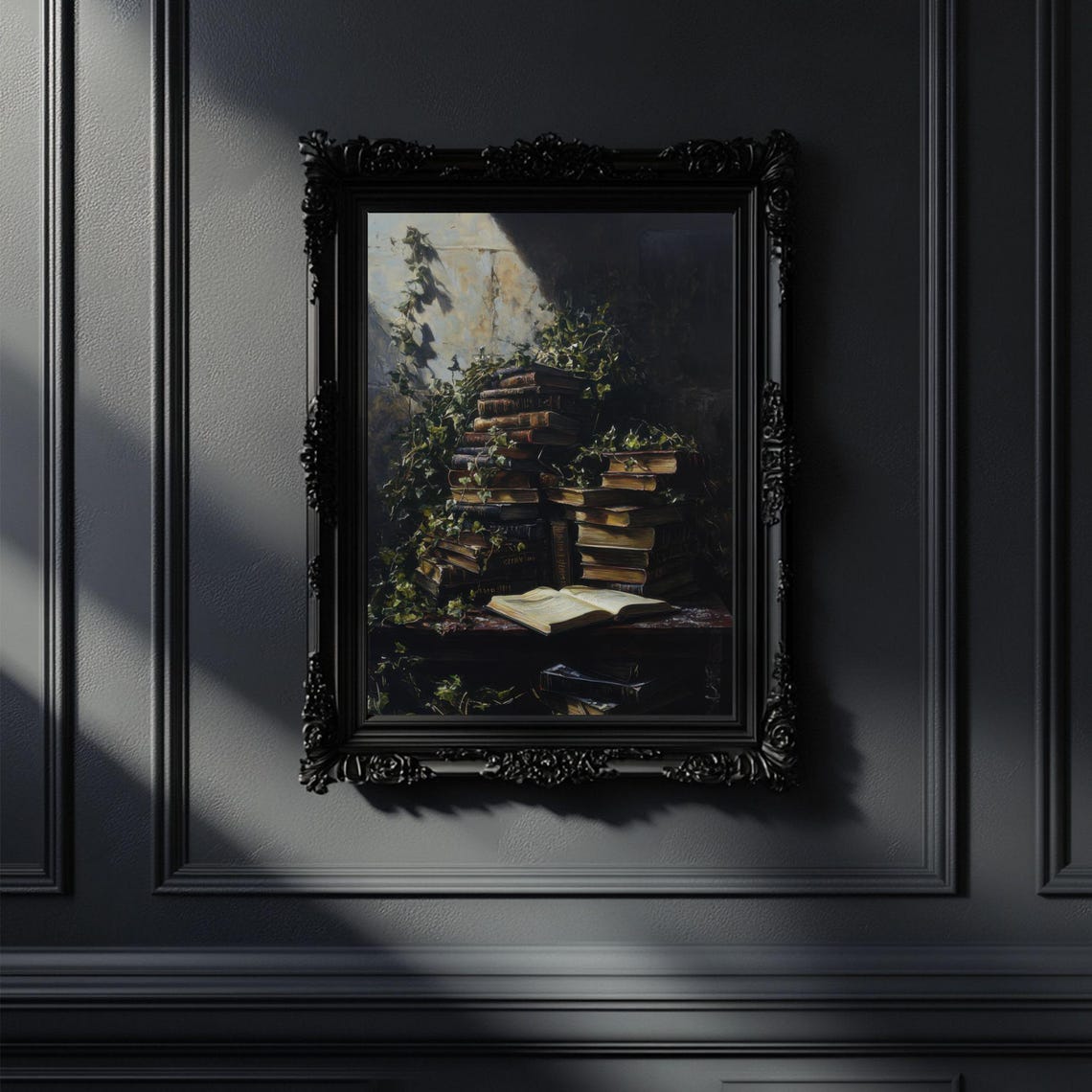 Gothic Bookshelf Digital Wall Art Print | Dark Academia Book Lover Wall ...