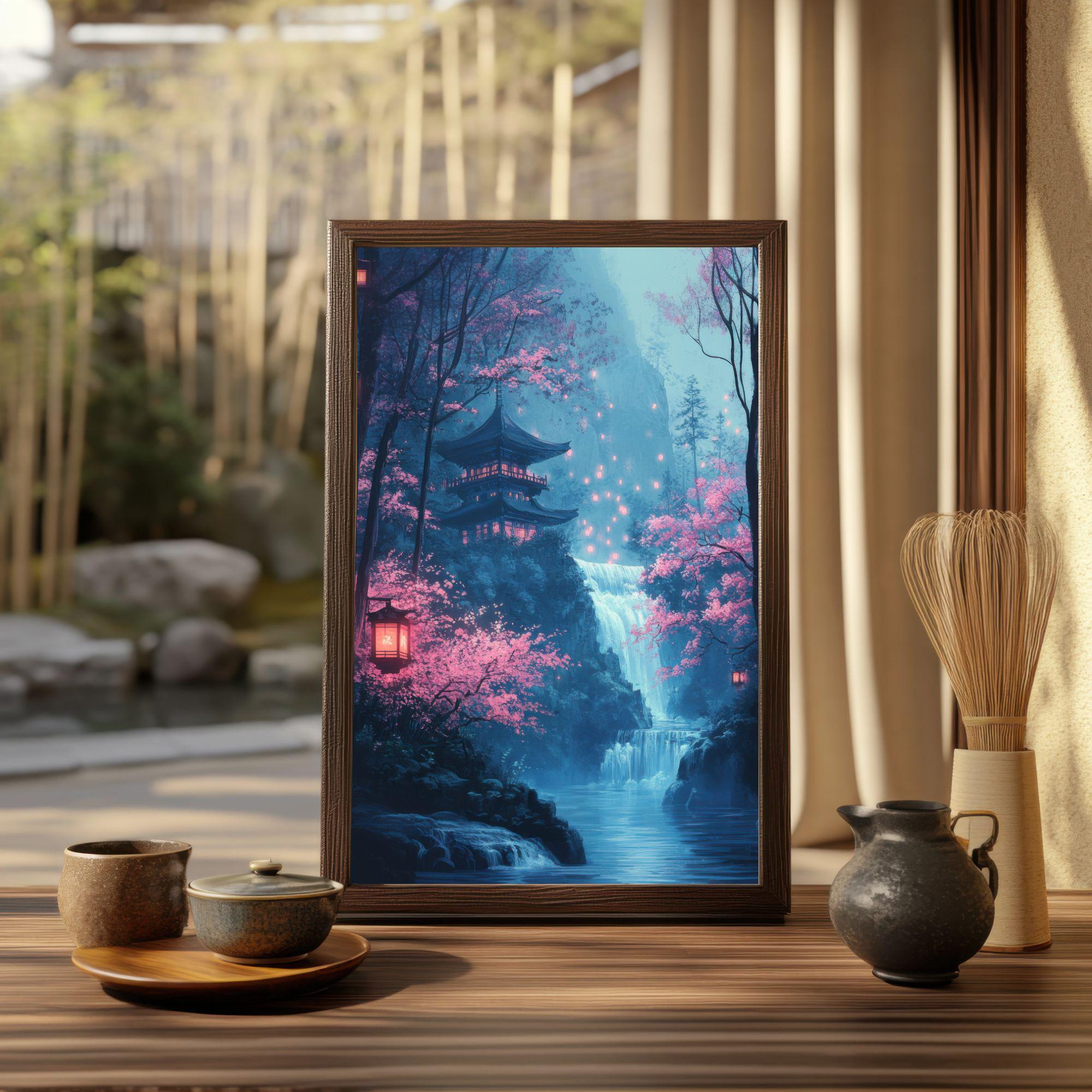 Brown Japanese Vertical Frame Mockup | Wooden Digital Display ...