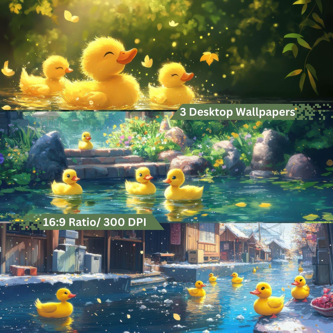 Cute Duck Desktop Wallpaper | Aesthetic Anime Desktop Background ...