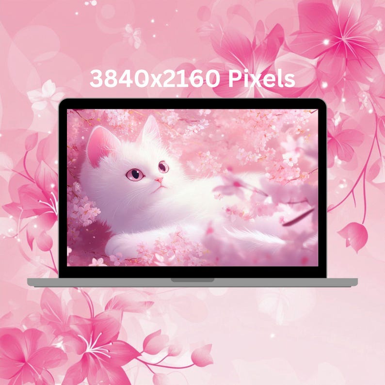 Cute Cat Wallpaper | Aesthetic Desktop Background | Digital Download ...