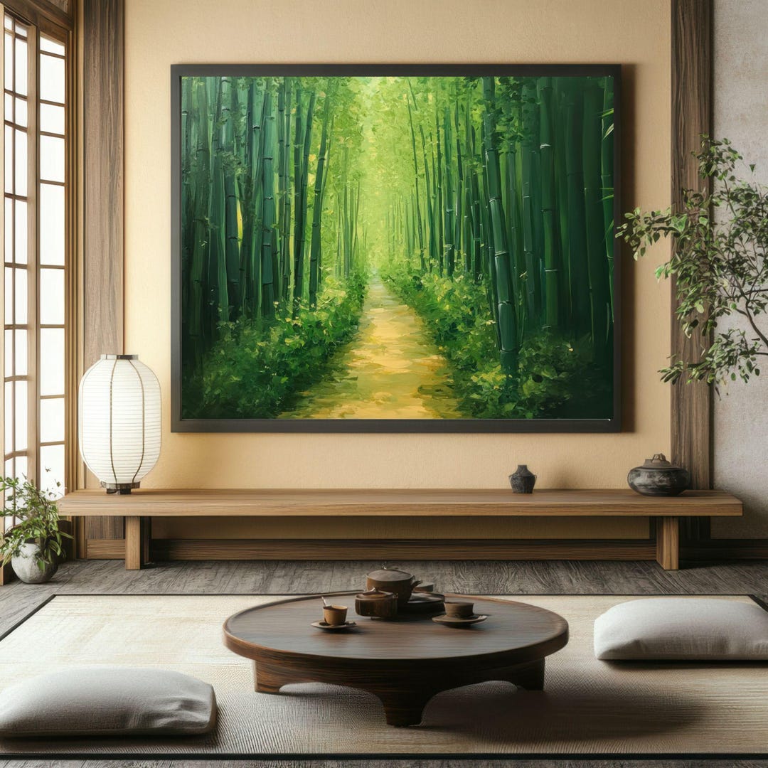 Japanese Bamboo Wall Art | Digital Bamboo Decor Nature Art | Vintage ...