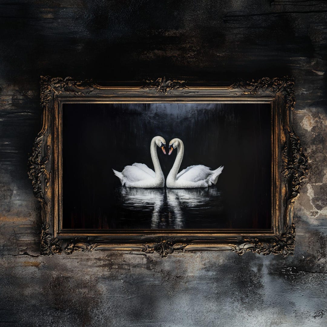 Gothic Swans Art Print | Dark Academia Wall Decor | Cottagecore ...