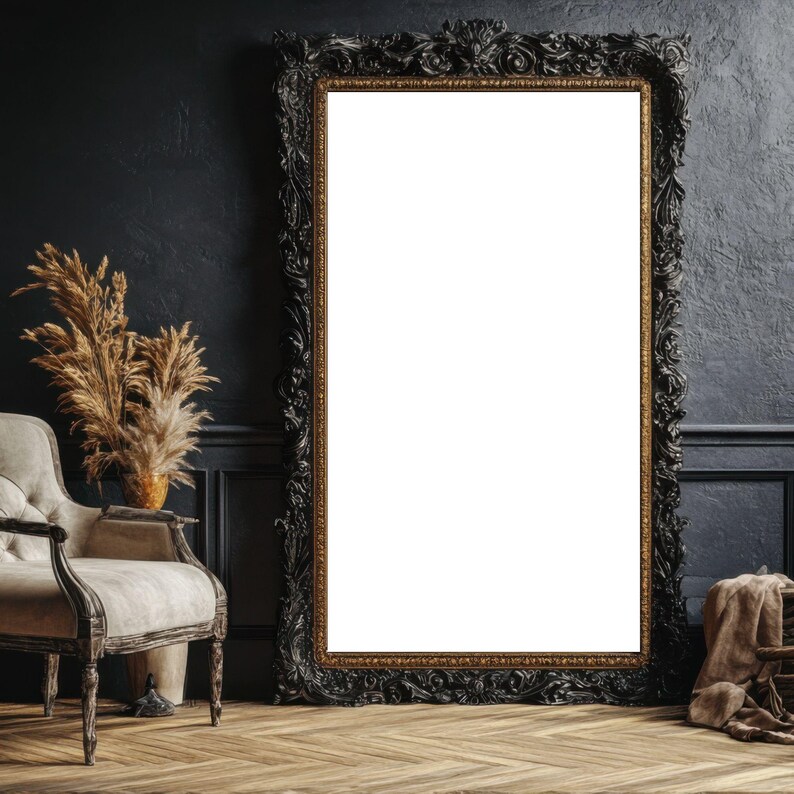 Dark Gothic Vertical Frame Mockup | Academia Wall Art Display | Elegant ...