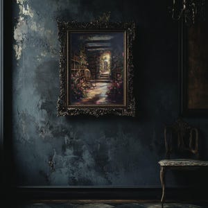 Dark Academia Romance Library Art Print | Gothic Library Wall Decor ...