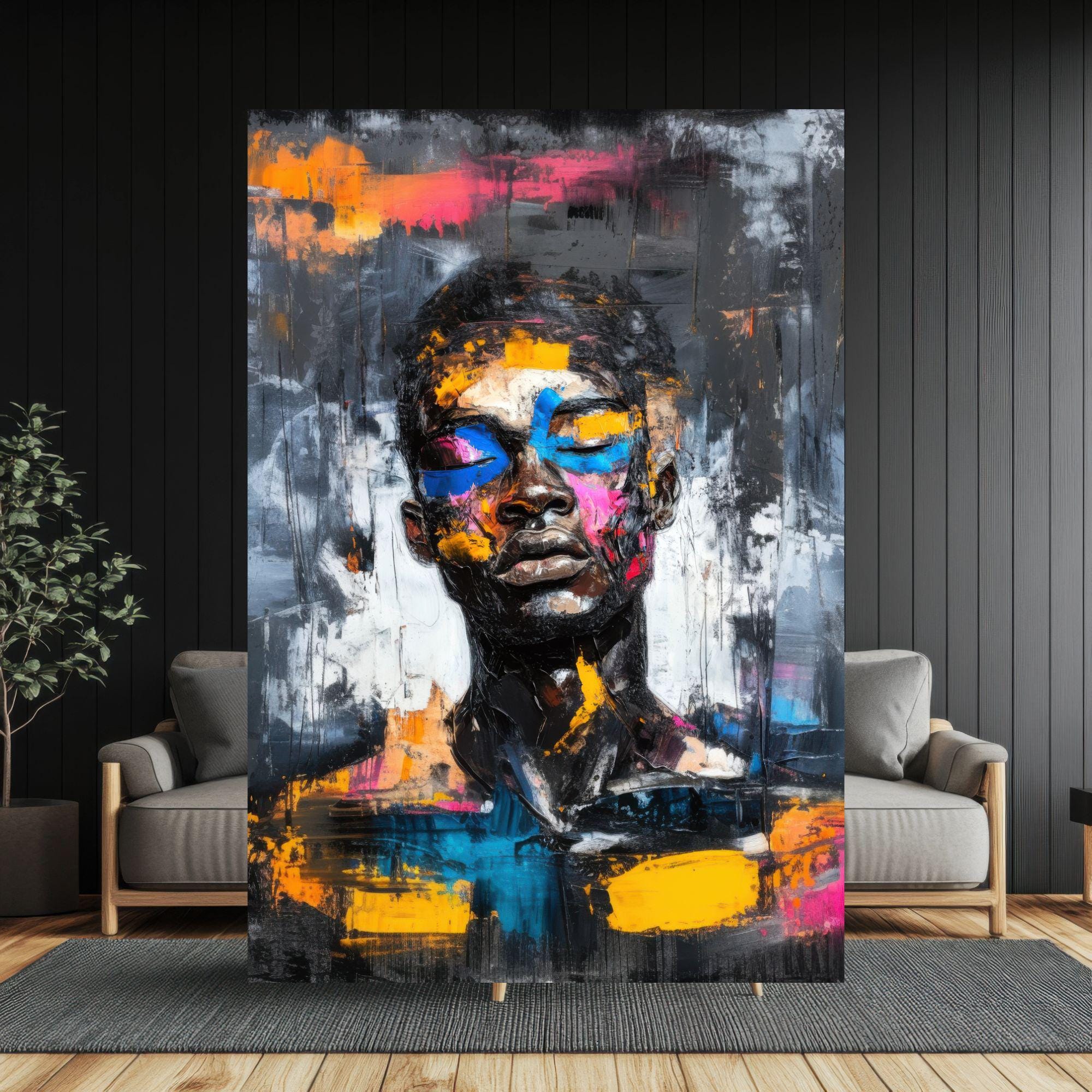 Powerful African Black Man Art Print | Bold African-inspired Wall Art ...