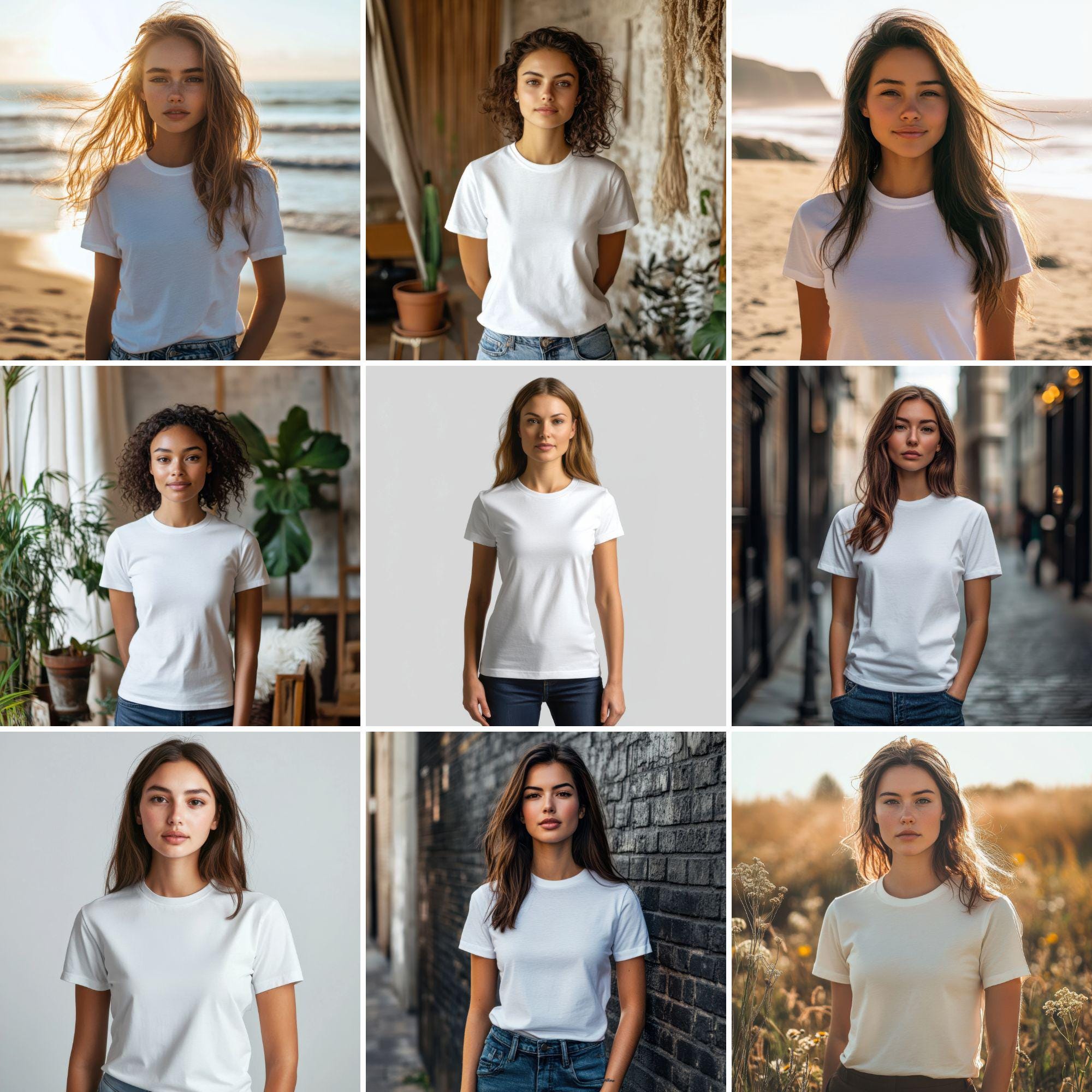 White T-shirt Mockup Bundle | Clean Model Scenes for Apparel Shops ...