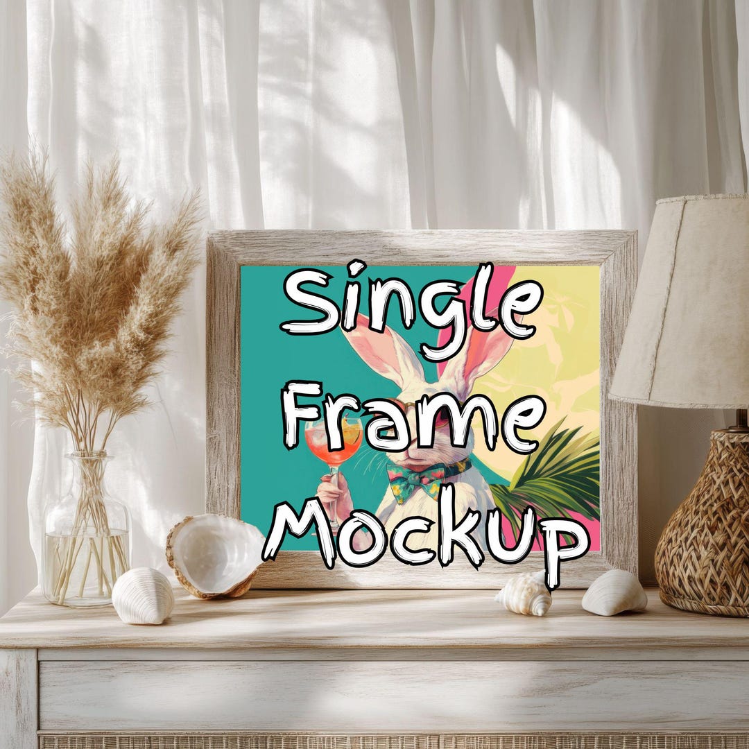 White Coastal Beach House Frame Mockup | Horizontal Wooden Art Display ...