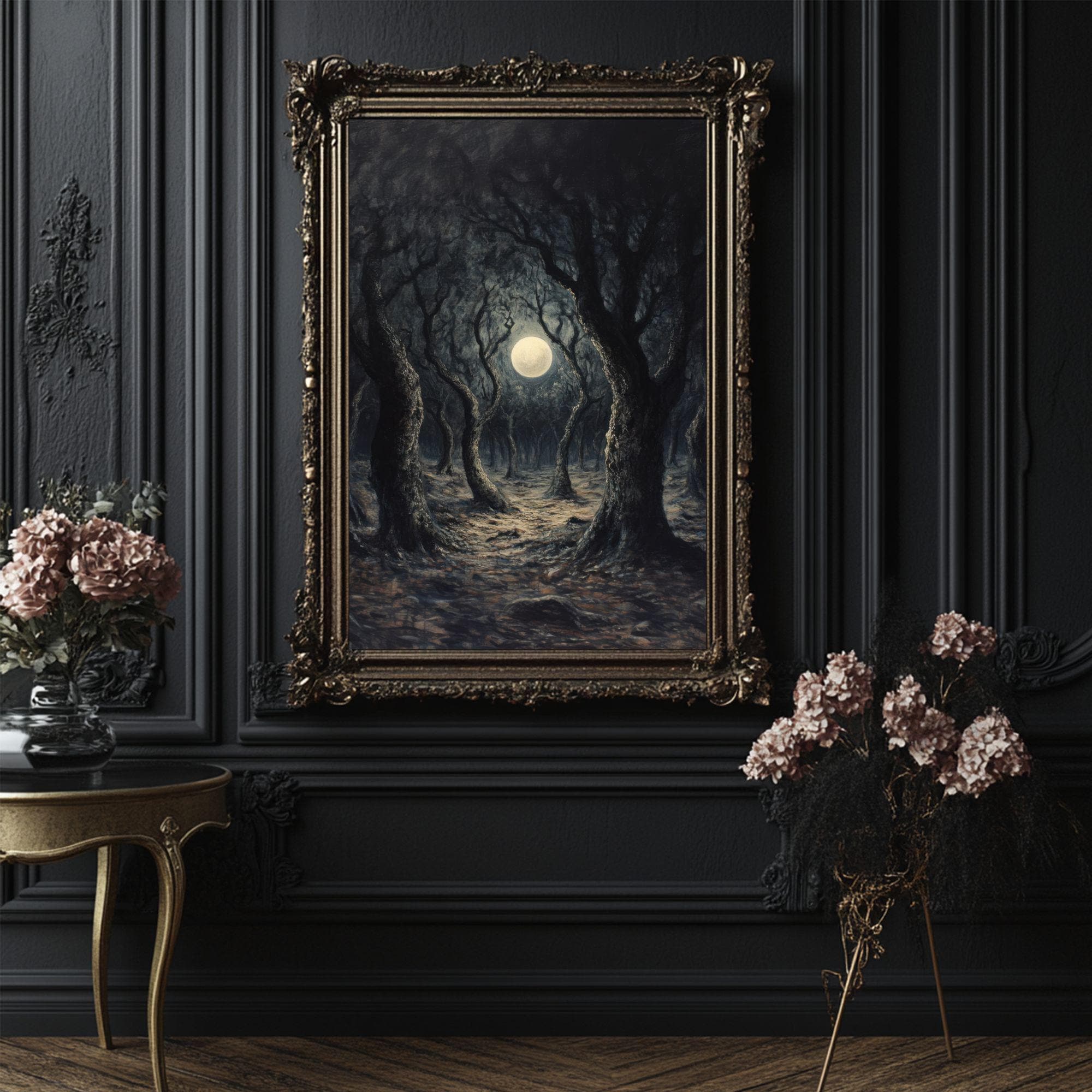 Gothic Moon Artwork Printable | Dark Academia Moon Digital Download ...