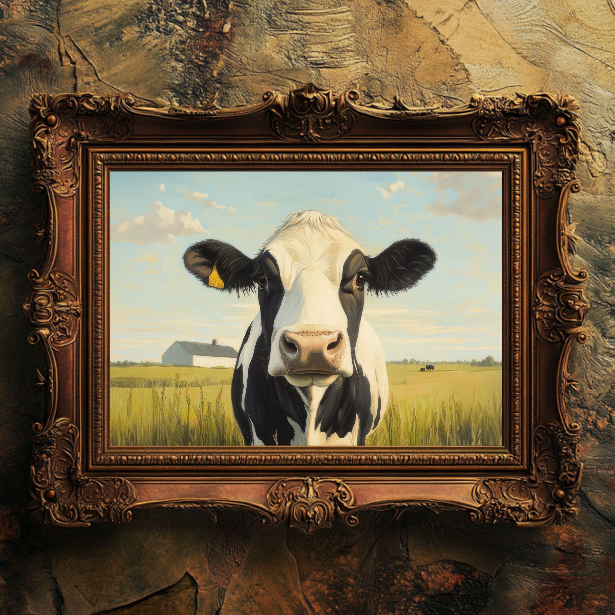 Farmhouse Cow Art Print | Rustic Animal Wall Decor | Country Bathroom ...