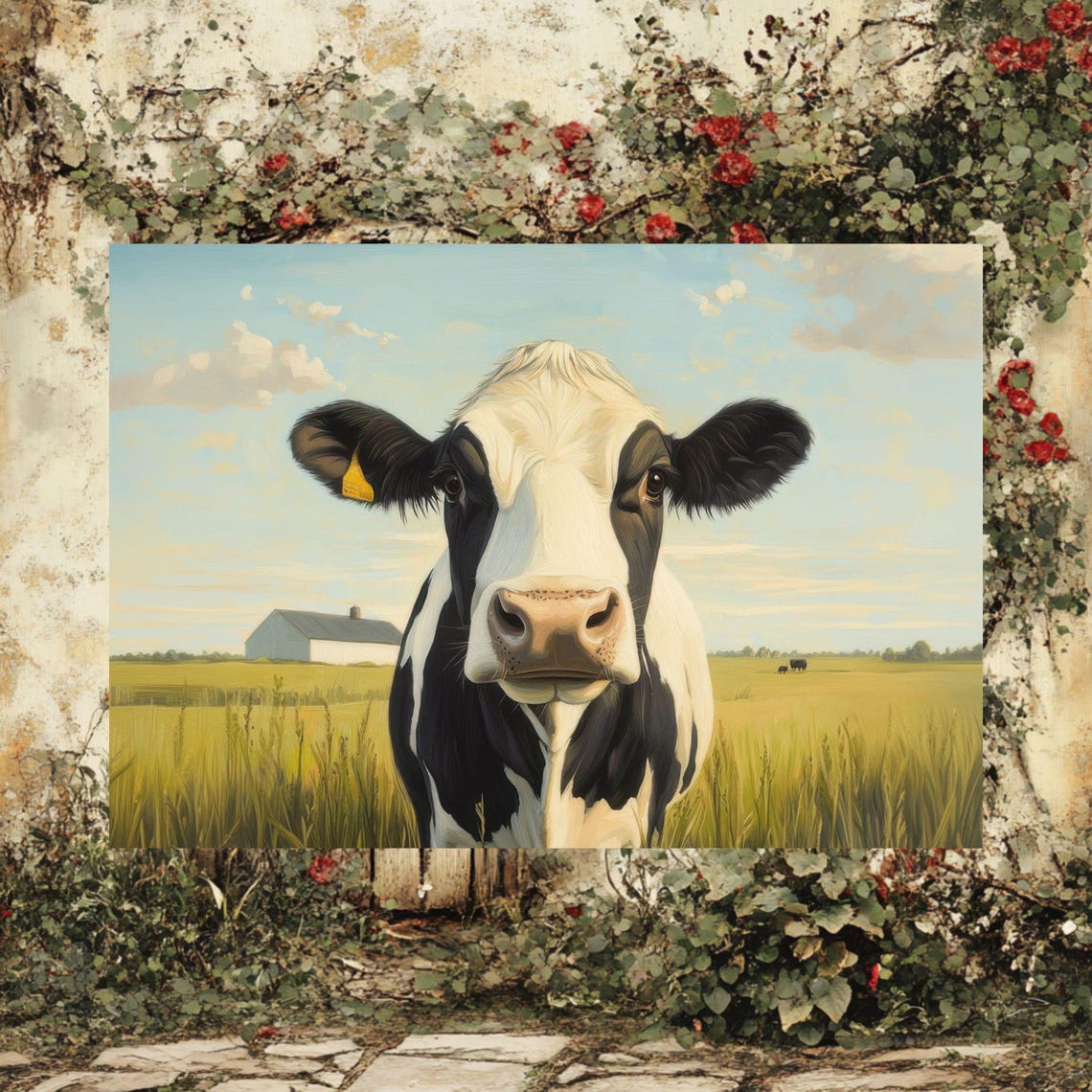 Farmhouse Cow Art Print | Rustic Animal Wall Decor | Country Bathroom ...