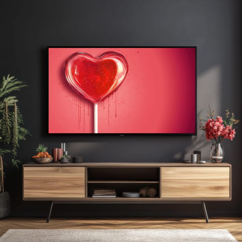 Red Heart Lollipop Valentine Digital Art for Frame TV | Romantic Home ...