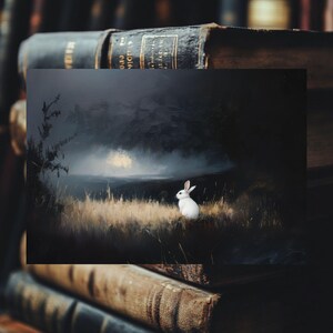 Gothic White Bunny Rabbit Art Print | White Bunny Cottagecore Poster ...