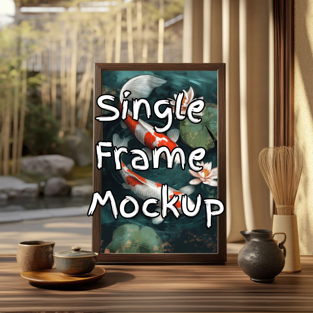 Brown Japanese Vertical Frame Mockup | Wooden Digital Display ...