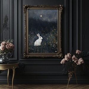 Gothic White Rabbit Art Print | Bunny Cottagecore Wall Decor | Dark ...